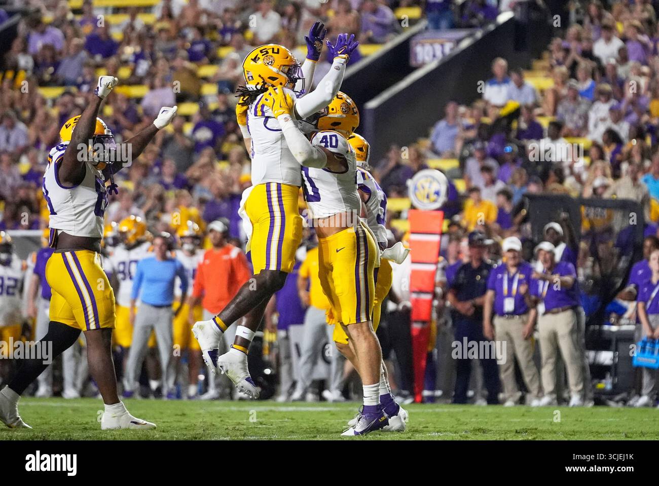 LSU linebacker Whit Weeks (40) celebrates a sack with linebacker Harold ...