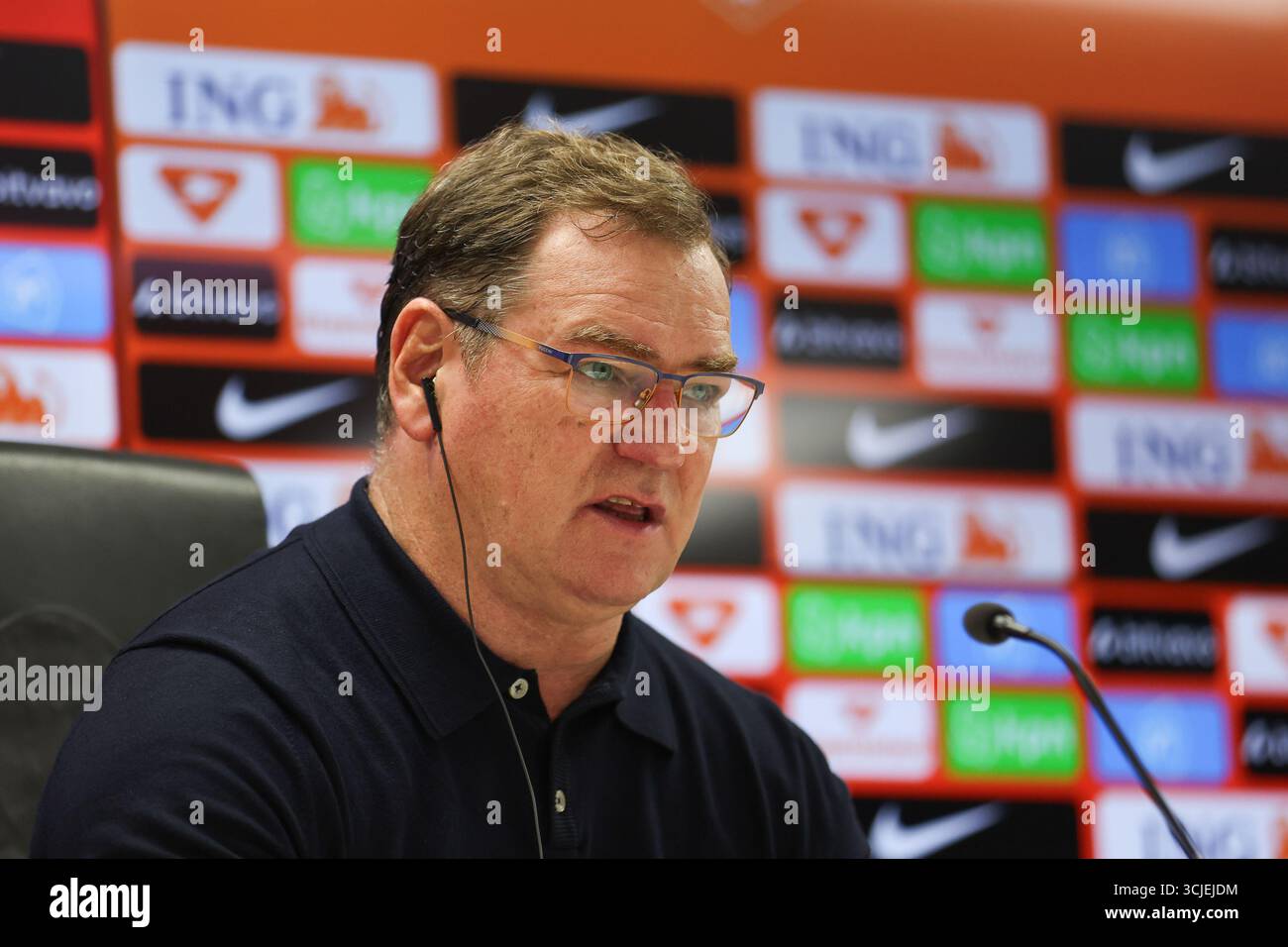 Coach Jan Urban of Poland seen during a press conference after the Netherlands Vs Poland match ...