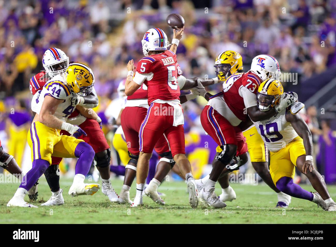 Louisiana Tech Bulldogs quarterback Blake Baker (5) attempts a pass ...