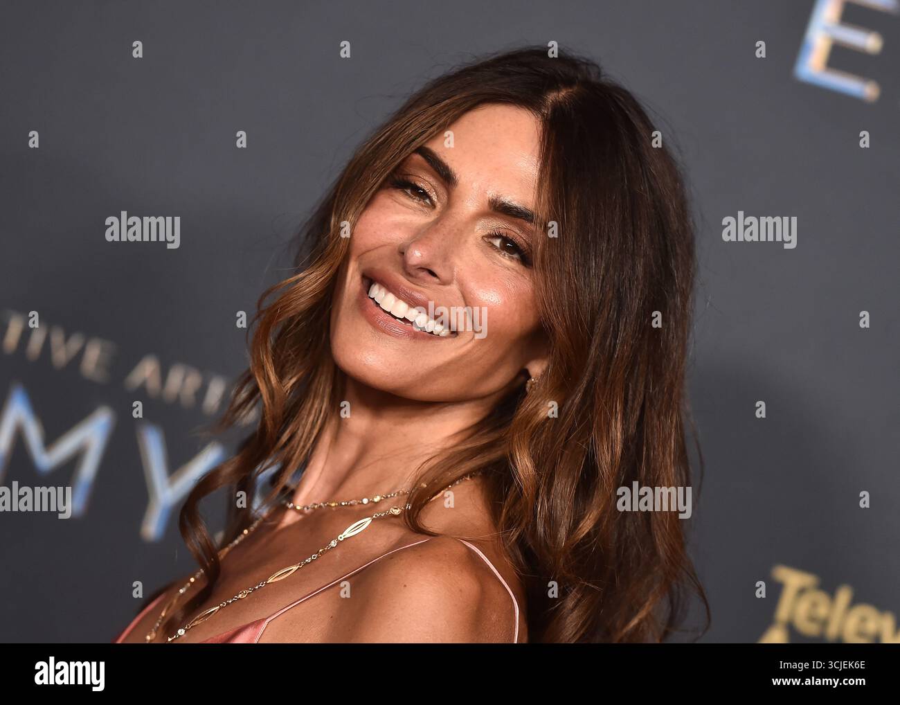 Sarah Shahi in the pressroom at the 2025 Creative Arts Emmy Awards at ...