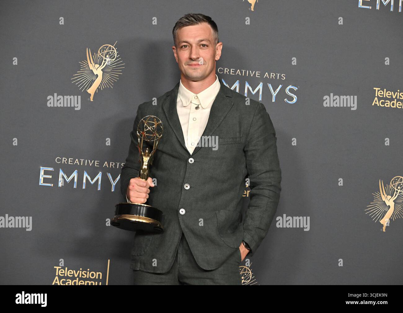 Cory DeMeyers in the pressroom at the 2025 Creative Arts Emmy Awards at ...