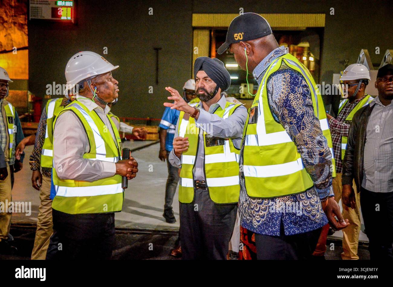 World Bank President Ajay Banga, center, with Mozambique President Daniel Chapo, right ...