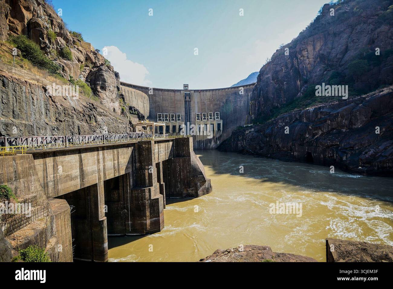 A partial view of the Cahora Bassa Hydroelectric Dam, along the Zambezi ...
