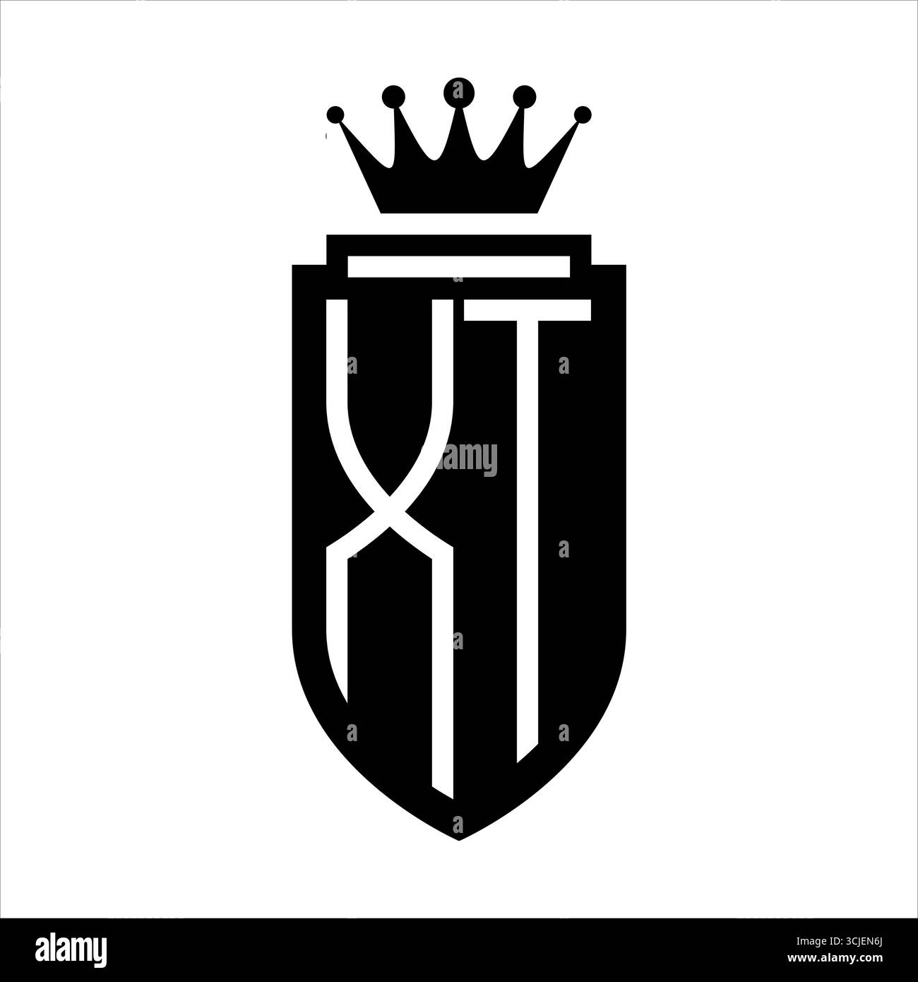 XT Vector logo initials shield with royal crown minimalist, elegant ...