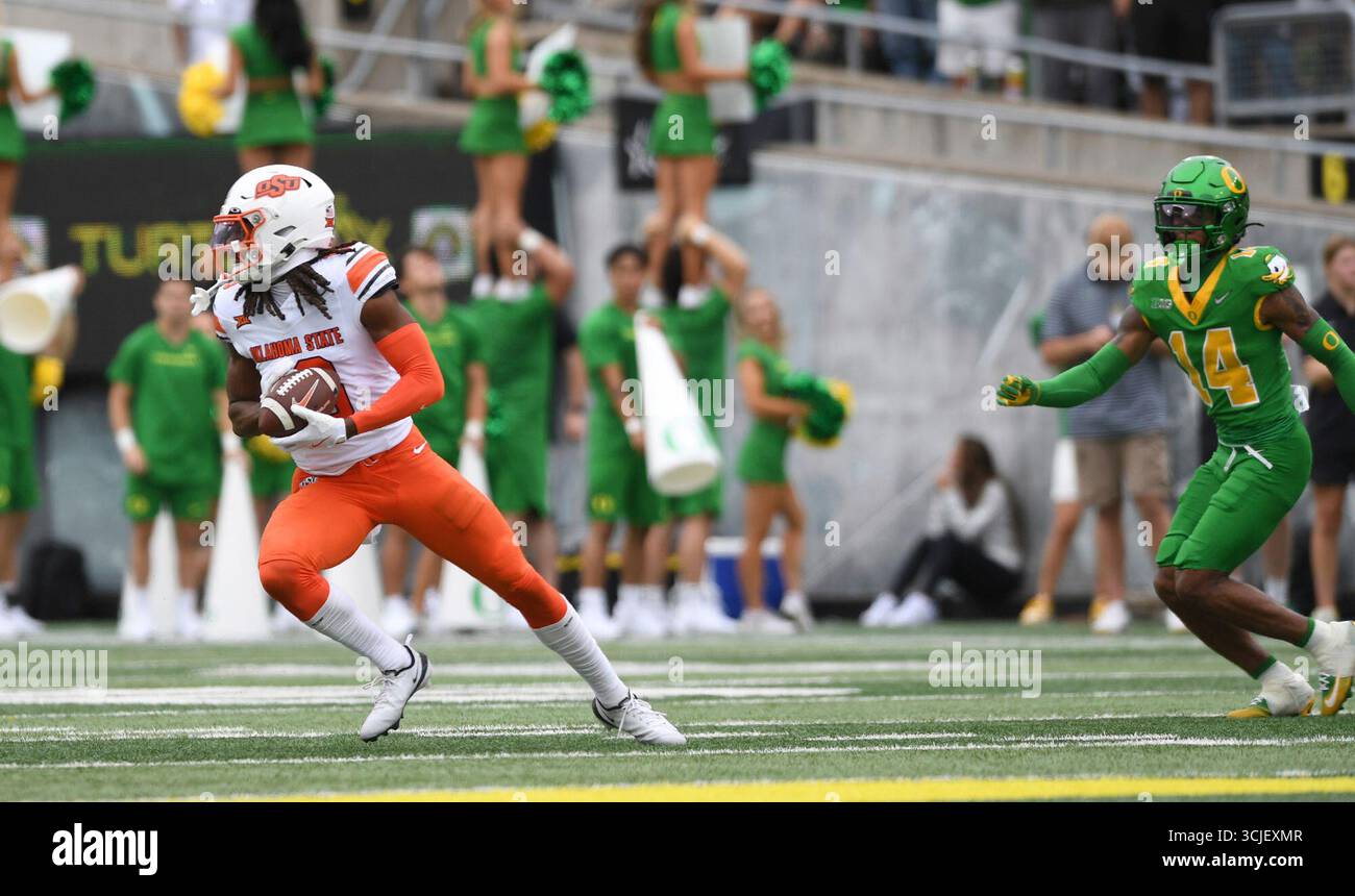 Oklahoma State wide receiver Christian Fitzpatrick (16) catches a pass ...