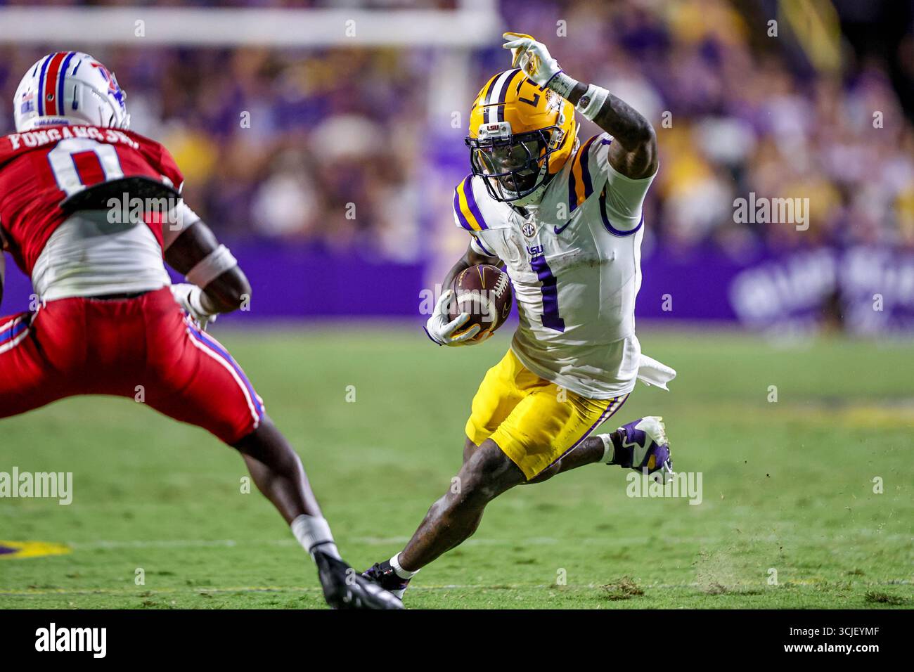 September 6, 2025: LSU receiver Aaron Anderson (1) looks for running ...