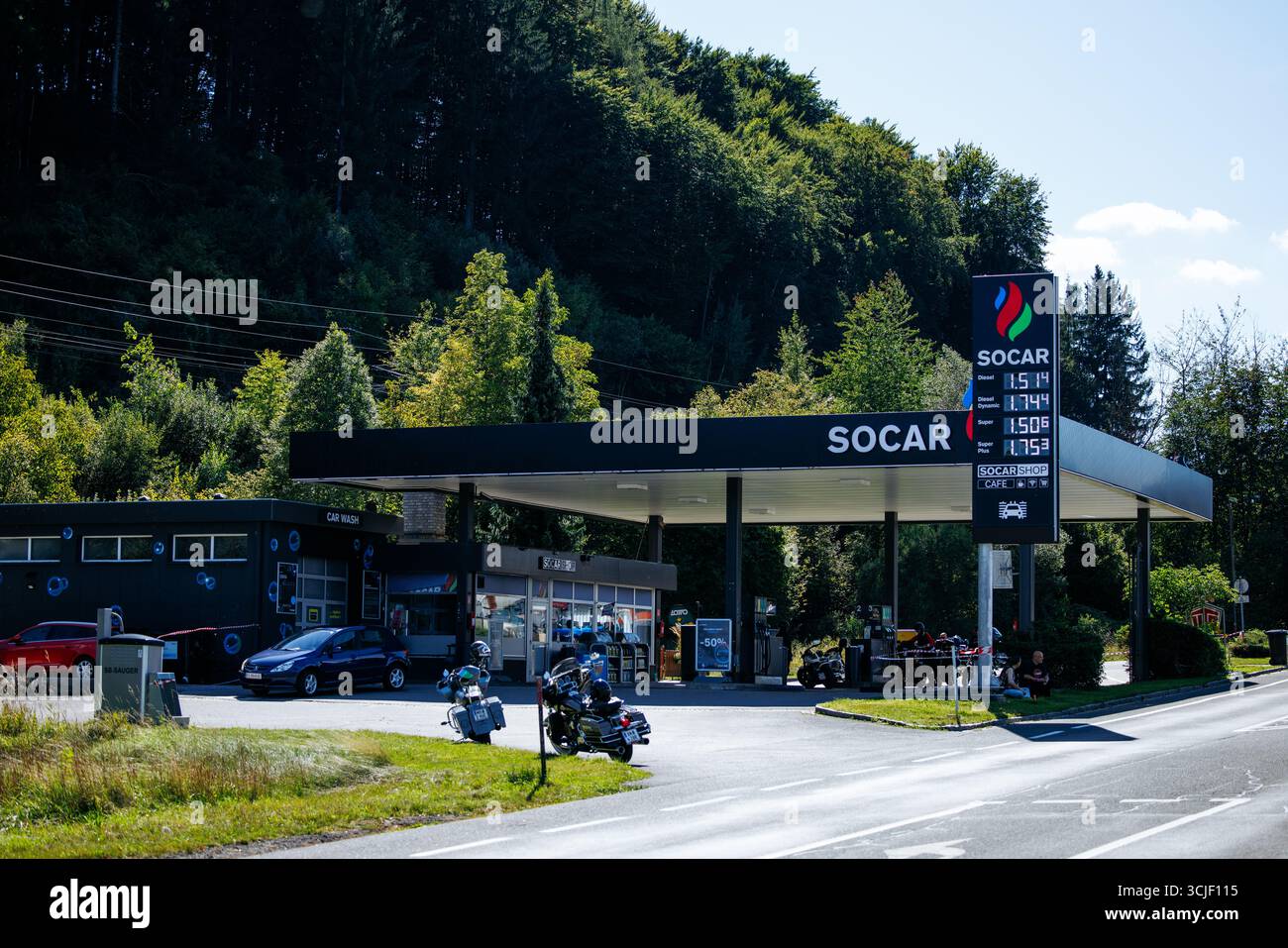 Faaker See, Austria - September 01, 2025: SOCAR gas station features ...