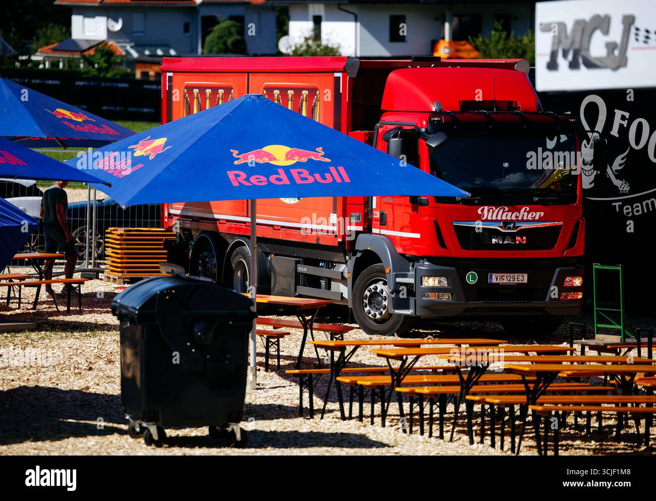 Faaker See, Austria - September 01, 2025: Red Bull delivery truck is ...