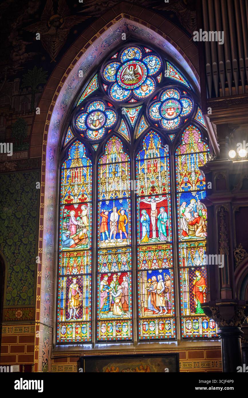 Stained glass windows in Basilica of the Holy Blood, housing a relic of ...