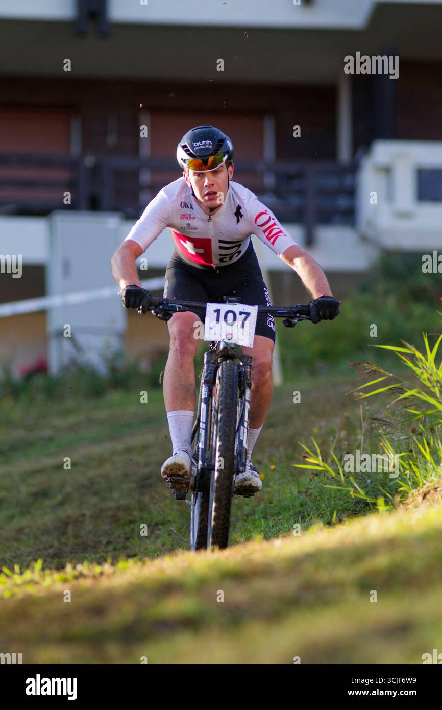 Valais, Switzerland – September 6, 2025. Riders compete during the UCI ...