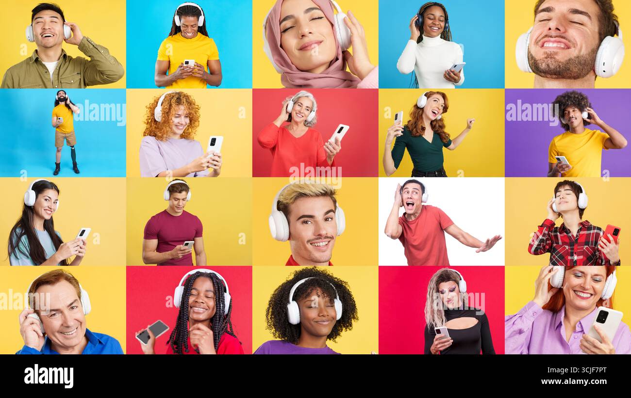 Mosaic people listening music hi-res stock photography and images - Alamy