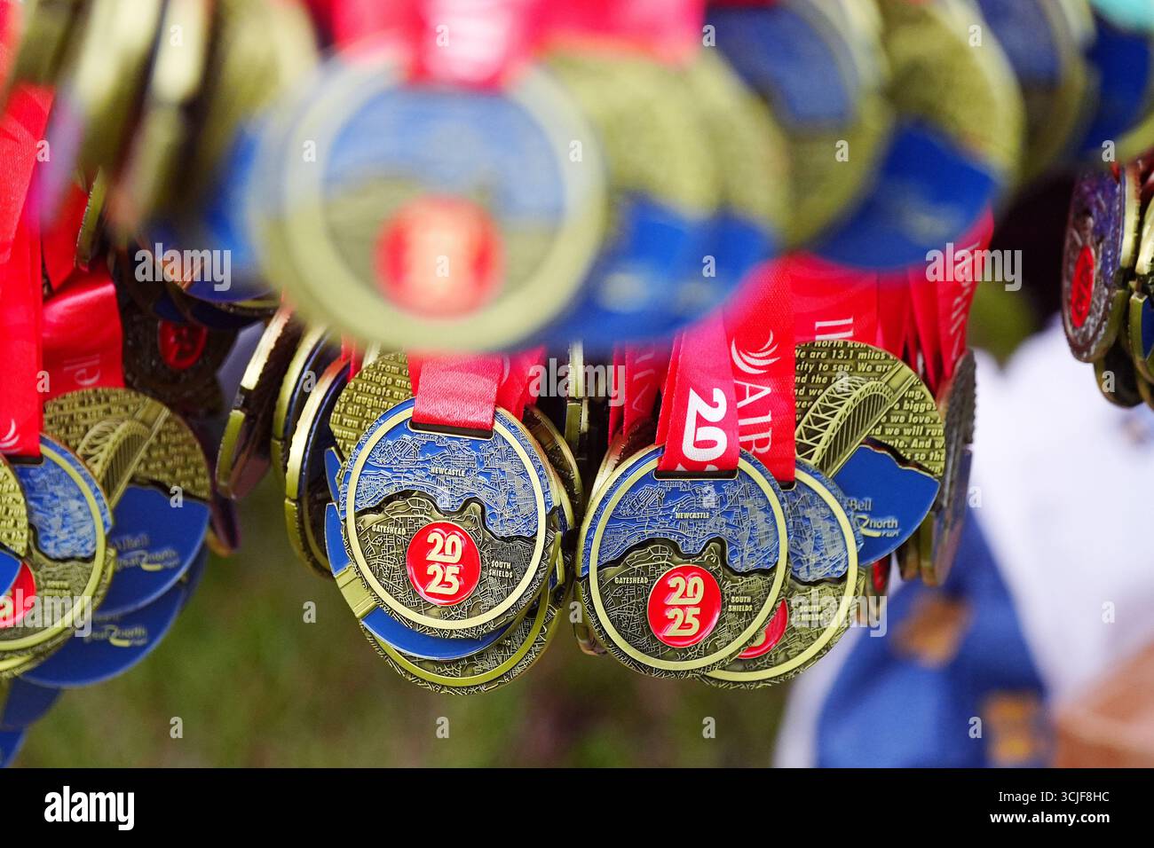 Race medals ahead of the AJ Bell Great North Run 2025 through Newcastle ...
