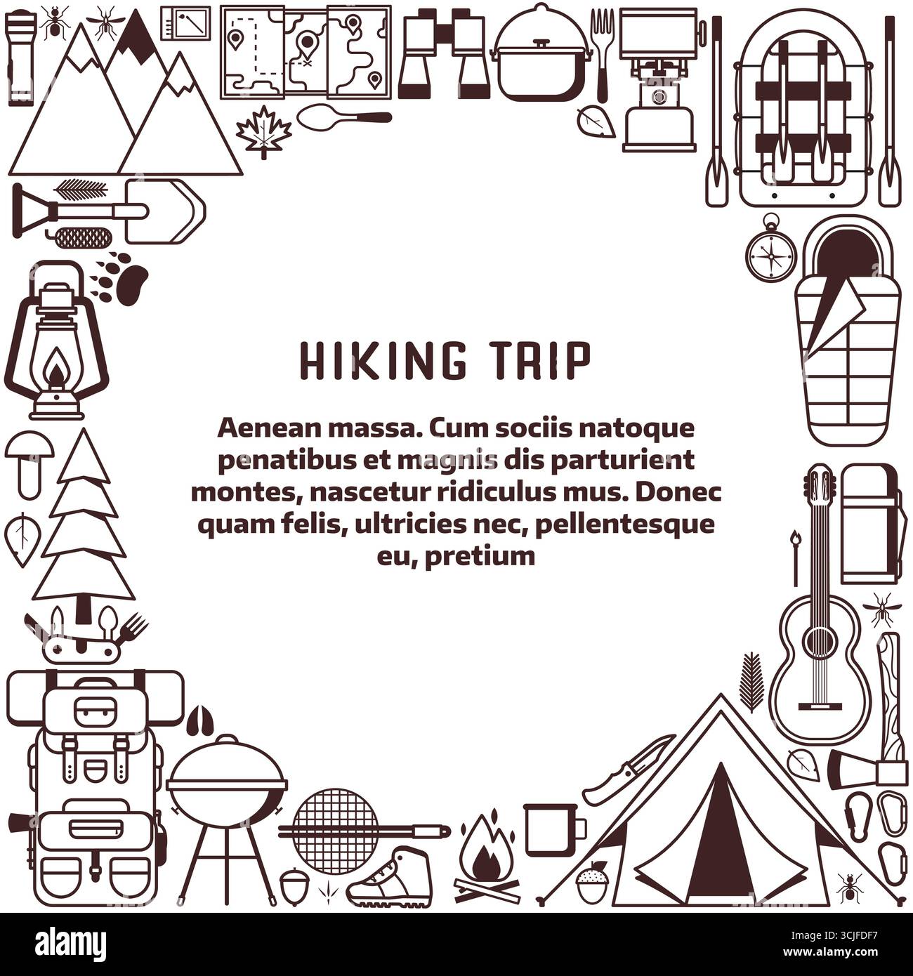 Camping Time Card Design in Line Art Stock Vector Image & Art - Alamy