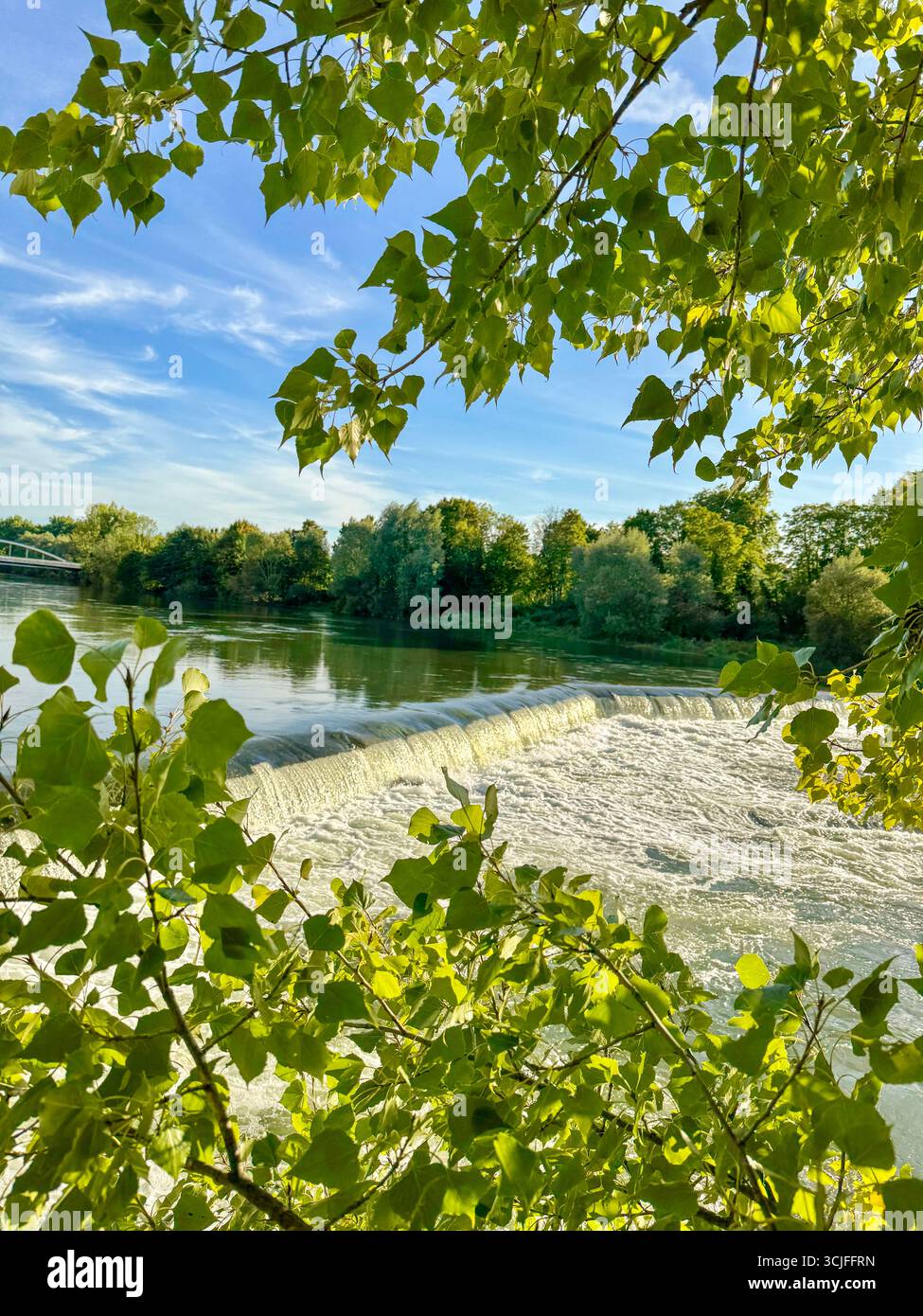 Scenic view of the barrage des Forges weir on the river in audincourt ...