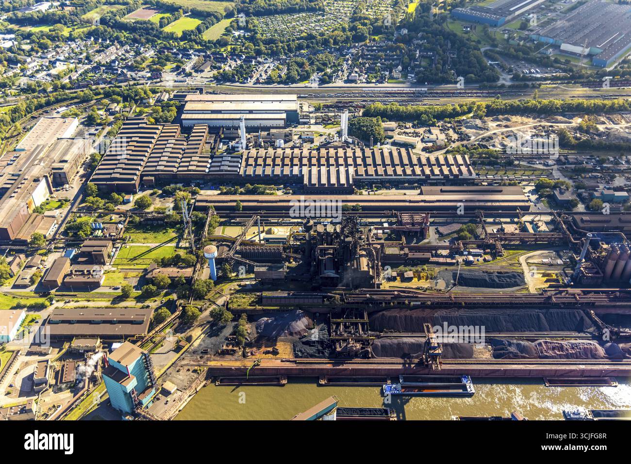 Aerial view, steelworks HKM Huettenwerke Krupp Mannesmann GmbH ...