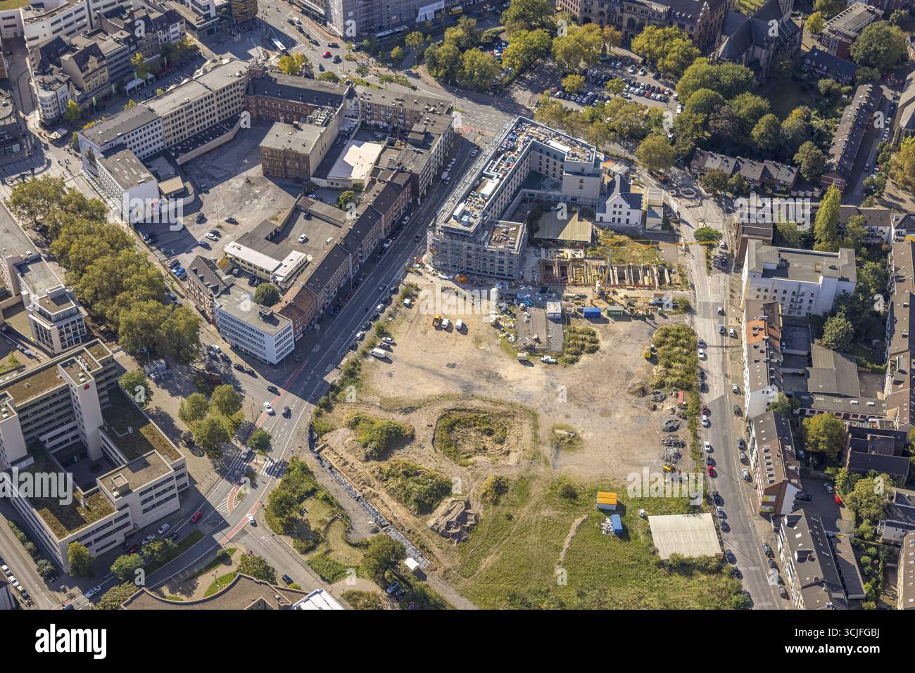 Aerial view, construction site with new building Mercator Quartier ...