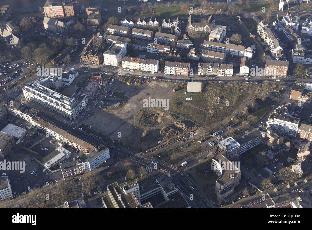 Aerial view, construction site with new building Mercator Quartier ...