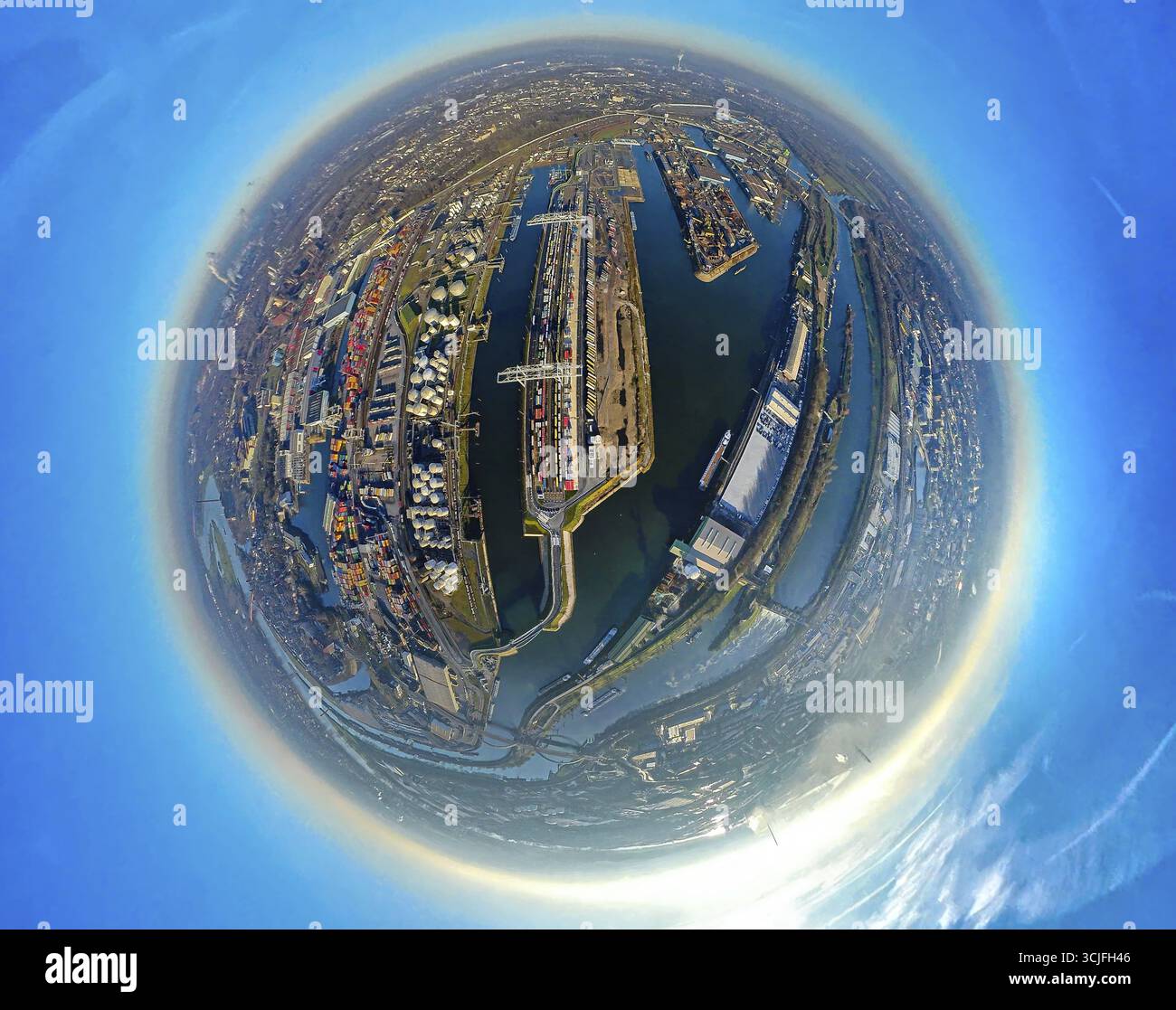 Aerial view, Duisburg port duisport with Duisburg Gateway Terminal (DGT ...
