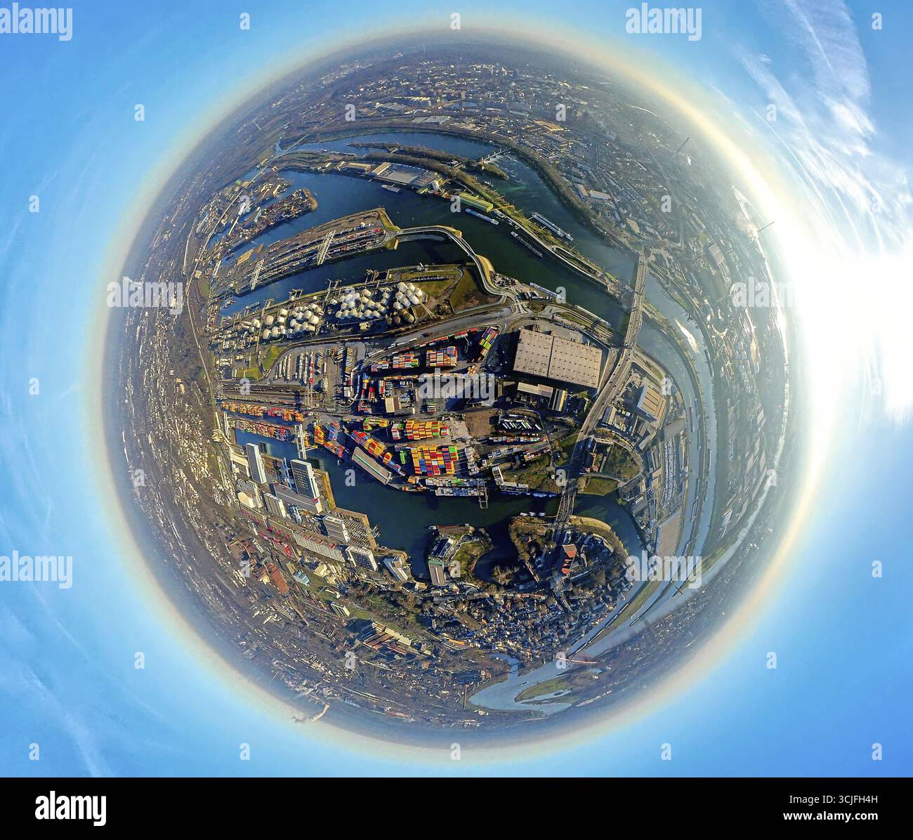 Aerial view, Duisburg harbour duisport with Duisburg Gateway Terminal ...