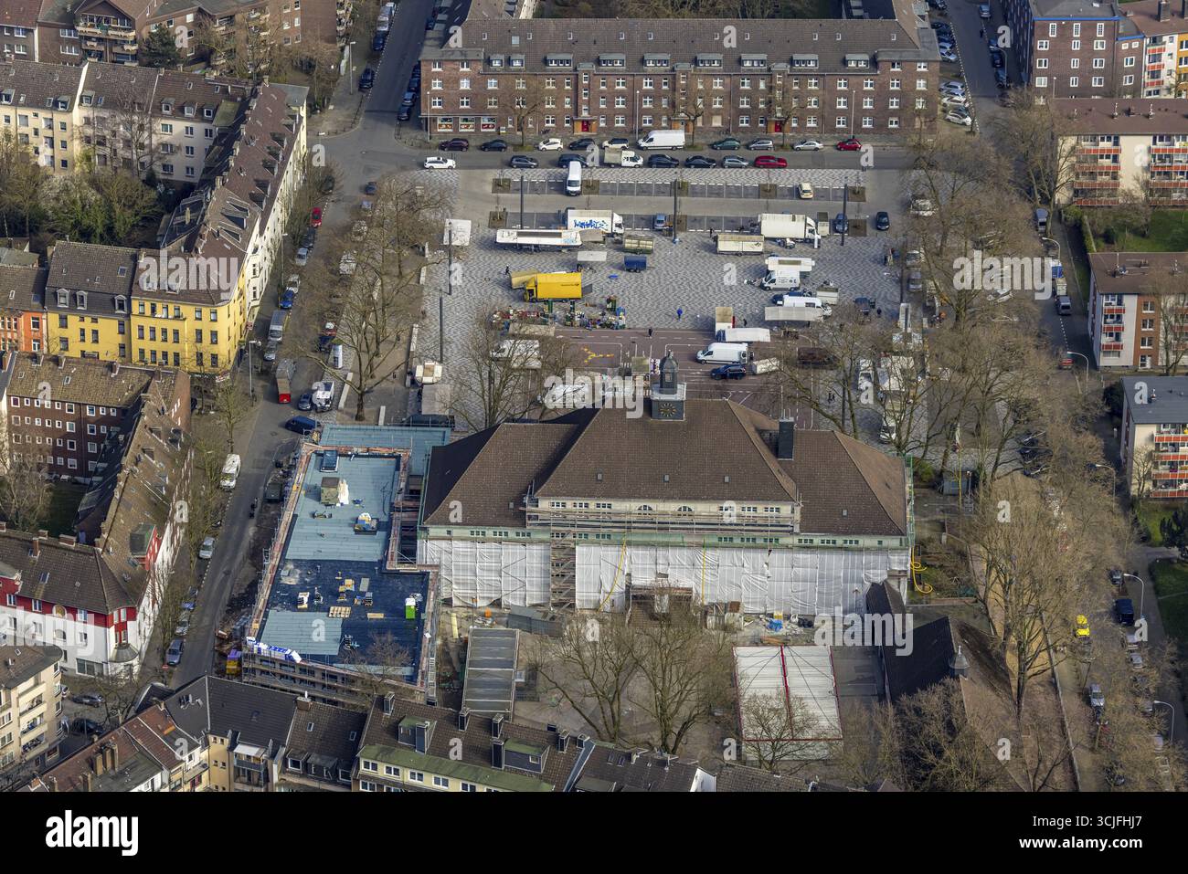 Aerial view, Construction sites with new building, Community primary ...