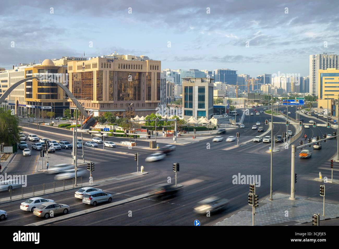 Doha, Qatar - August 29, 2025: Aerial view of Qatar Bank Street. Doha ...