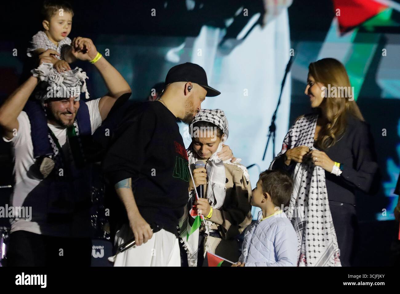 Puerto Rican rapper Residente welcomes members of the Palestinian ...