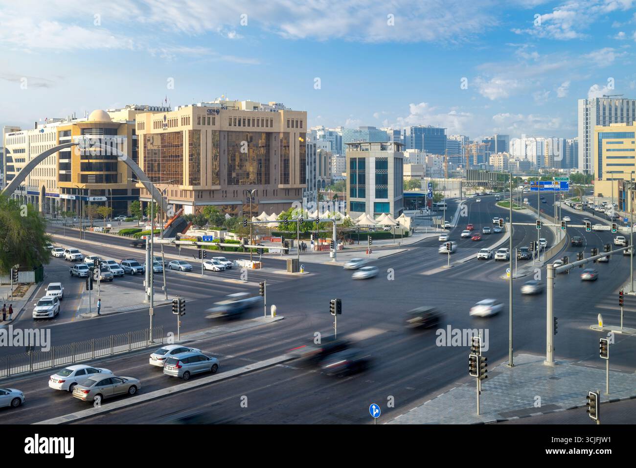 Doha, Qatar - August 29, 2025: Aerial view of Qatar Bank Street. Doha ...