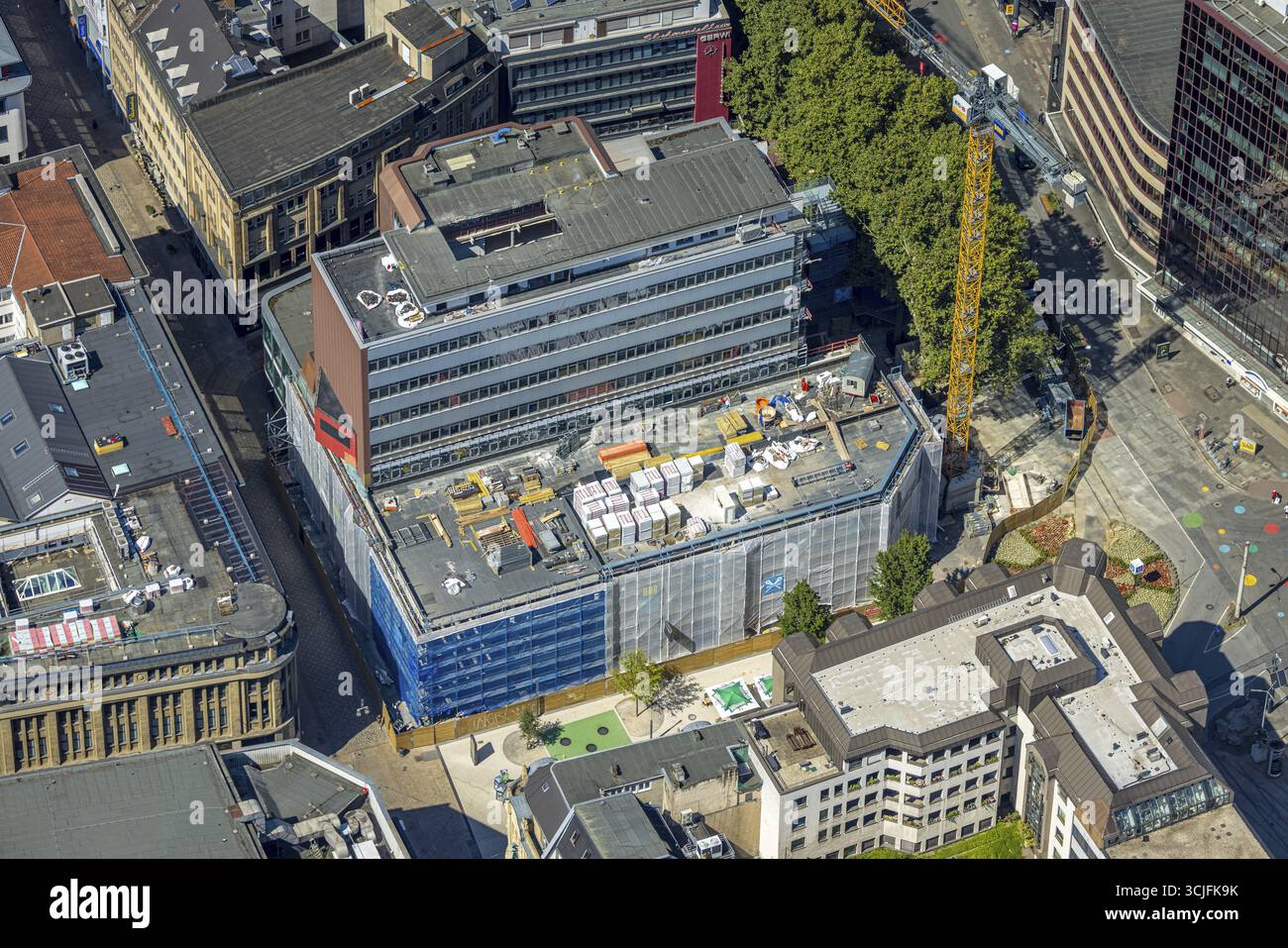 Aerial view, construction site with conversion and refurbishment ...