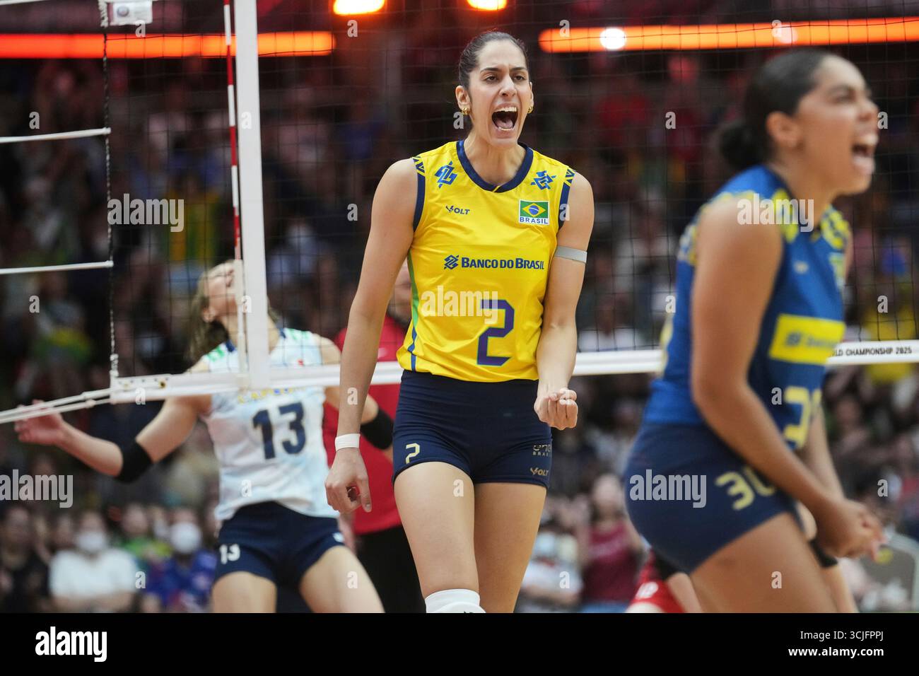 Brazil's Diana Duarte Alecrim reacts during the FIVB Women's Volleyball ...