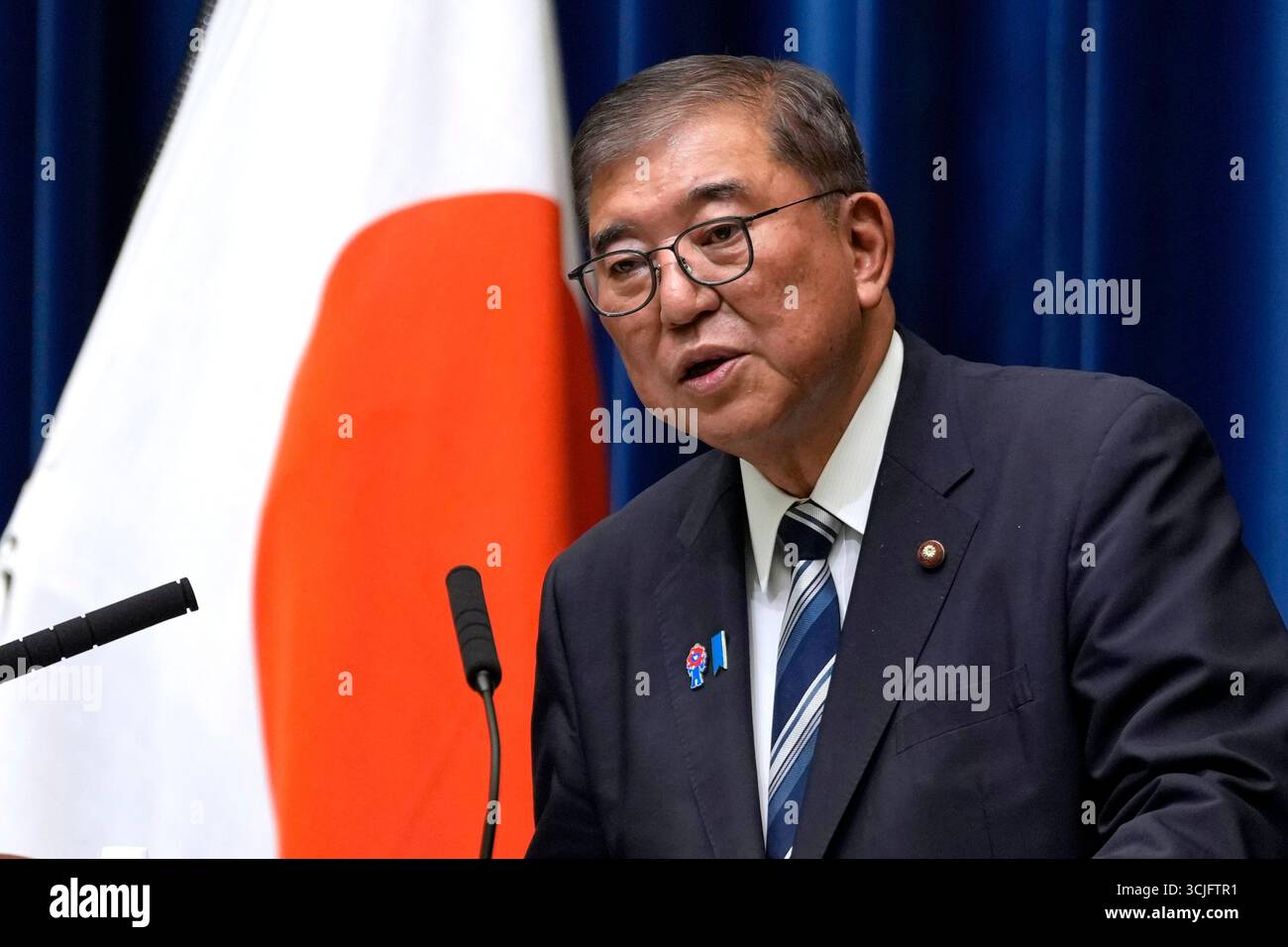 Japanese Prime Minister Shigeru Ishiba speaks during a news conference ...