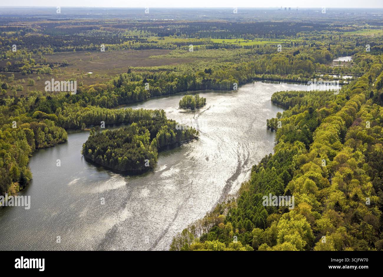 Aerial view, Diergartscher See nature reserve NSG Elmpter Schwalmbruch ...