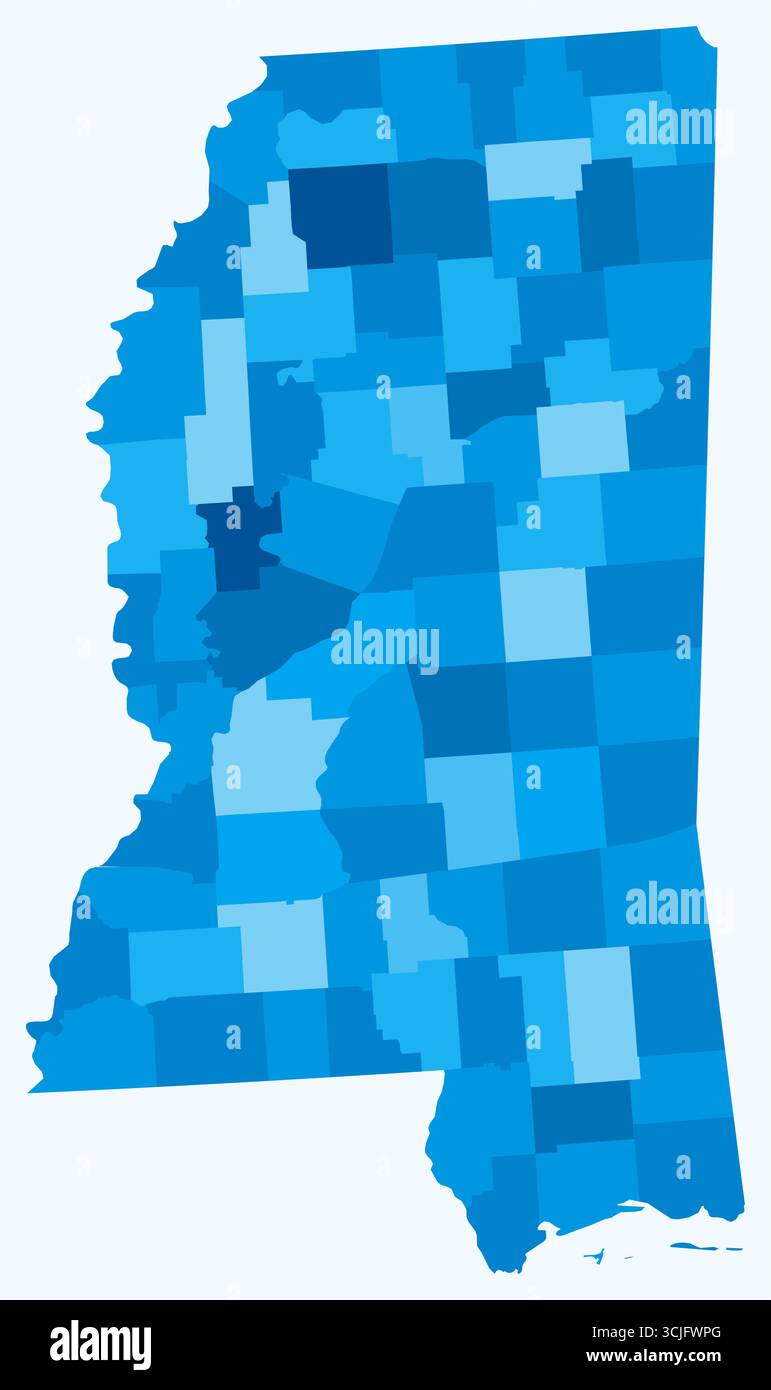 Map of Mississippi with counties. Just a simple state border map with ...