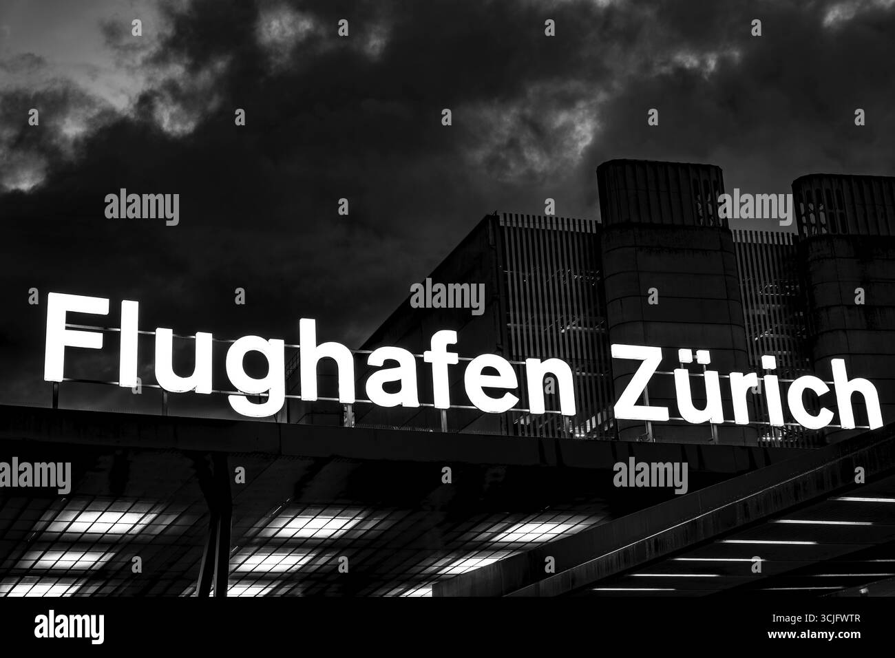 Zurich night switzerland canton Black and White Stock Photos & Images ...