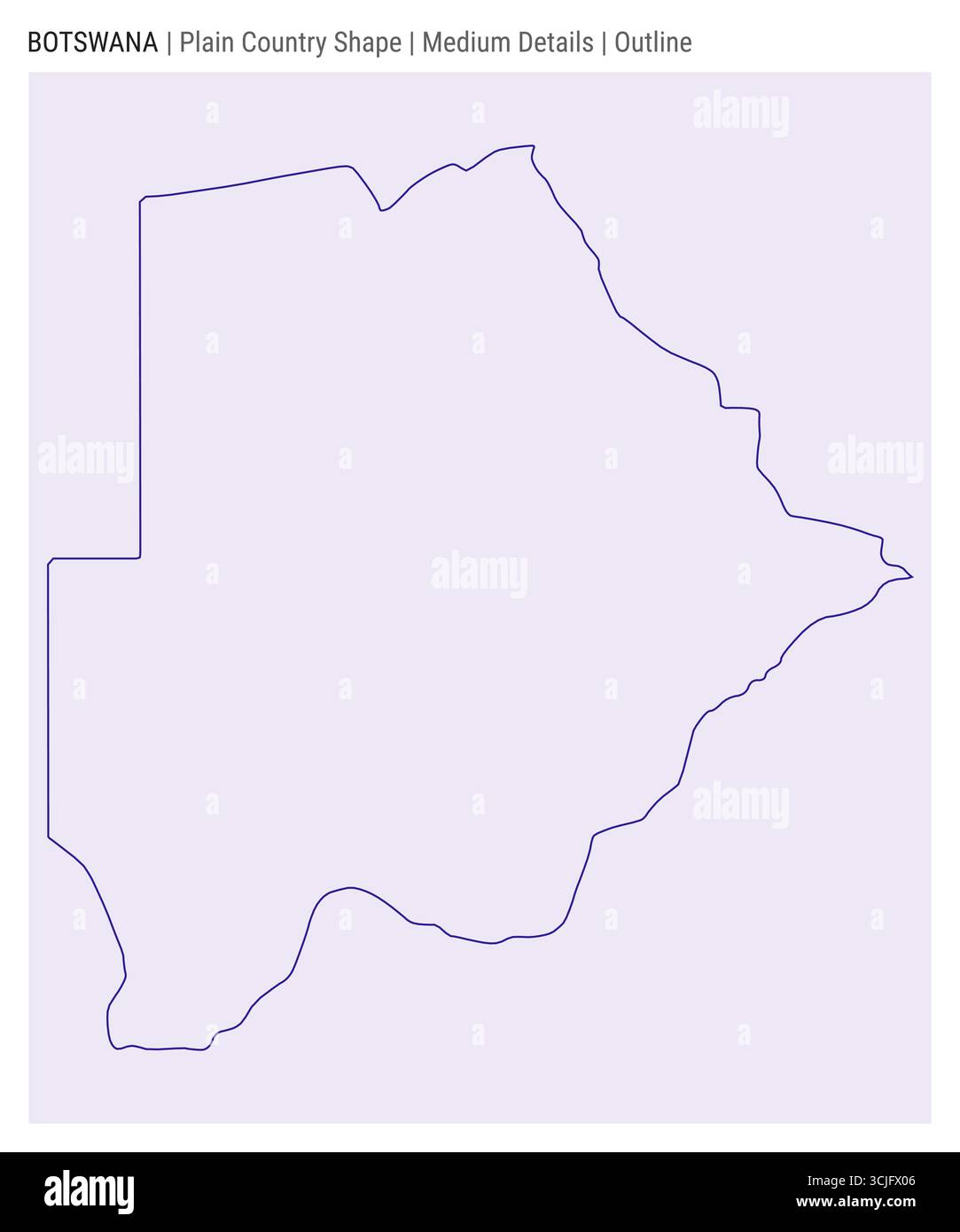 Botswana plain country map. Medium details. Outline style. Shape of ...