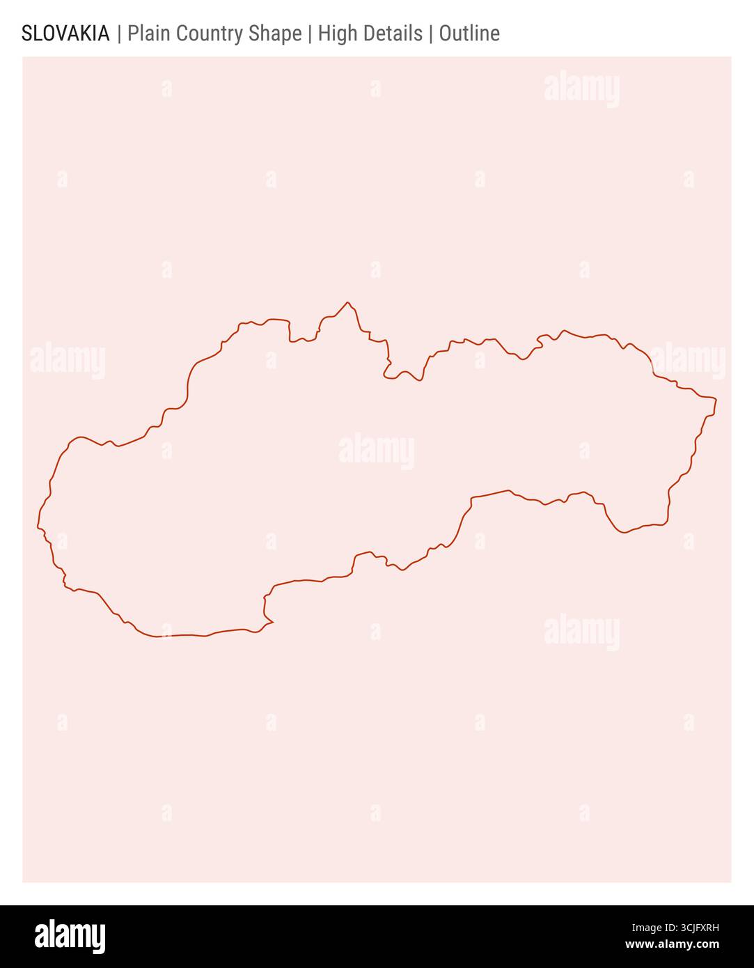 Slovakia plain country map. High details. Outline style. Shape of ...