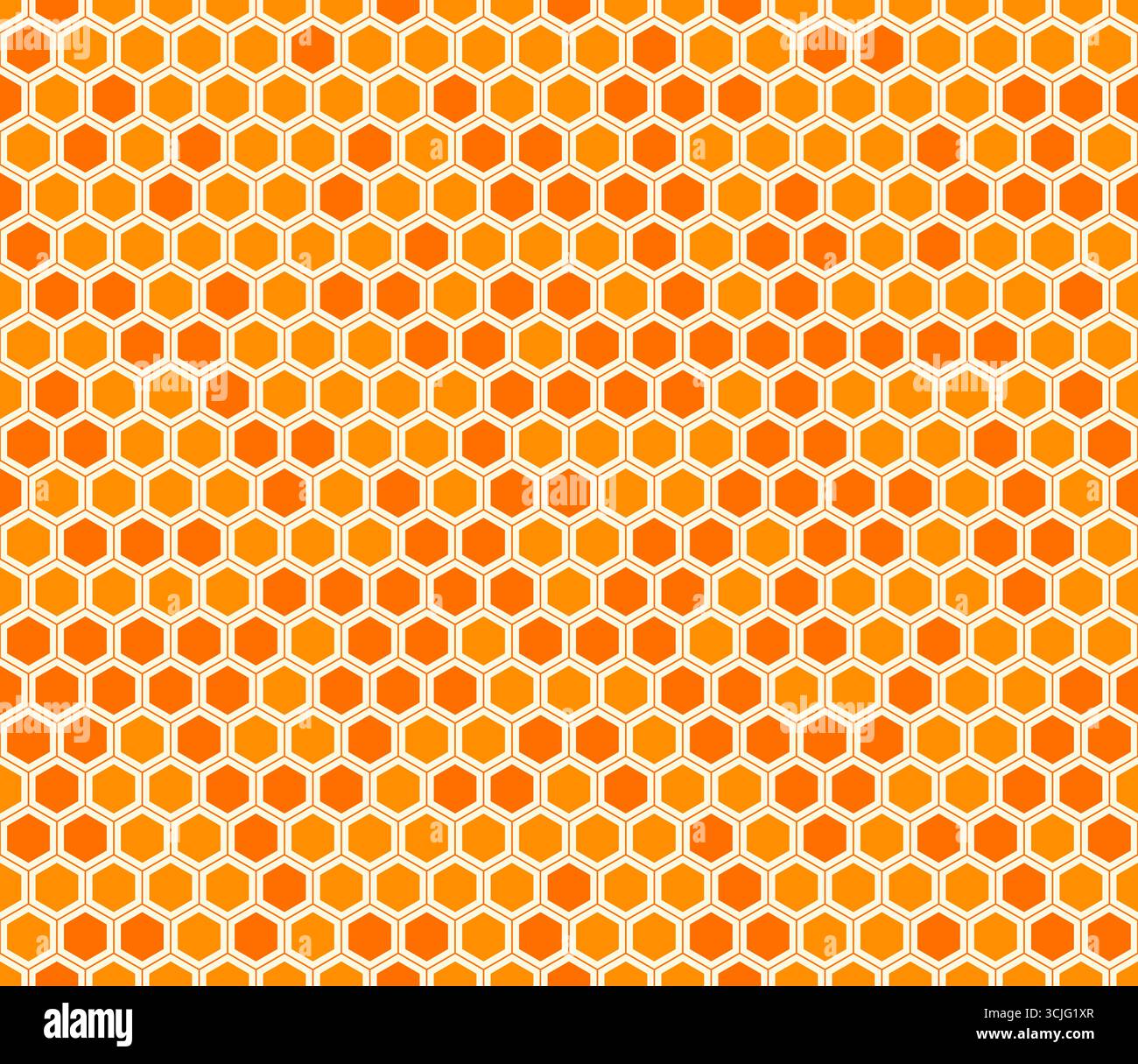 Mosaic background. Simple hexagon grid with inner solid cells. Orange ...