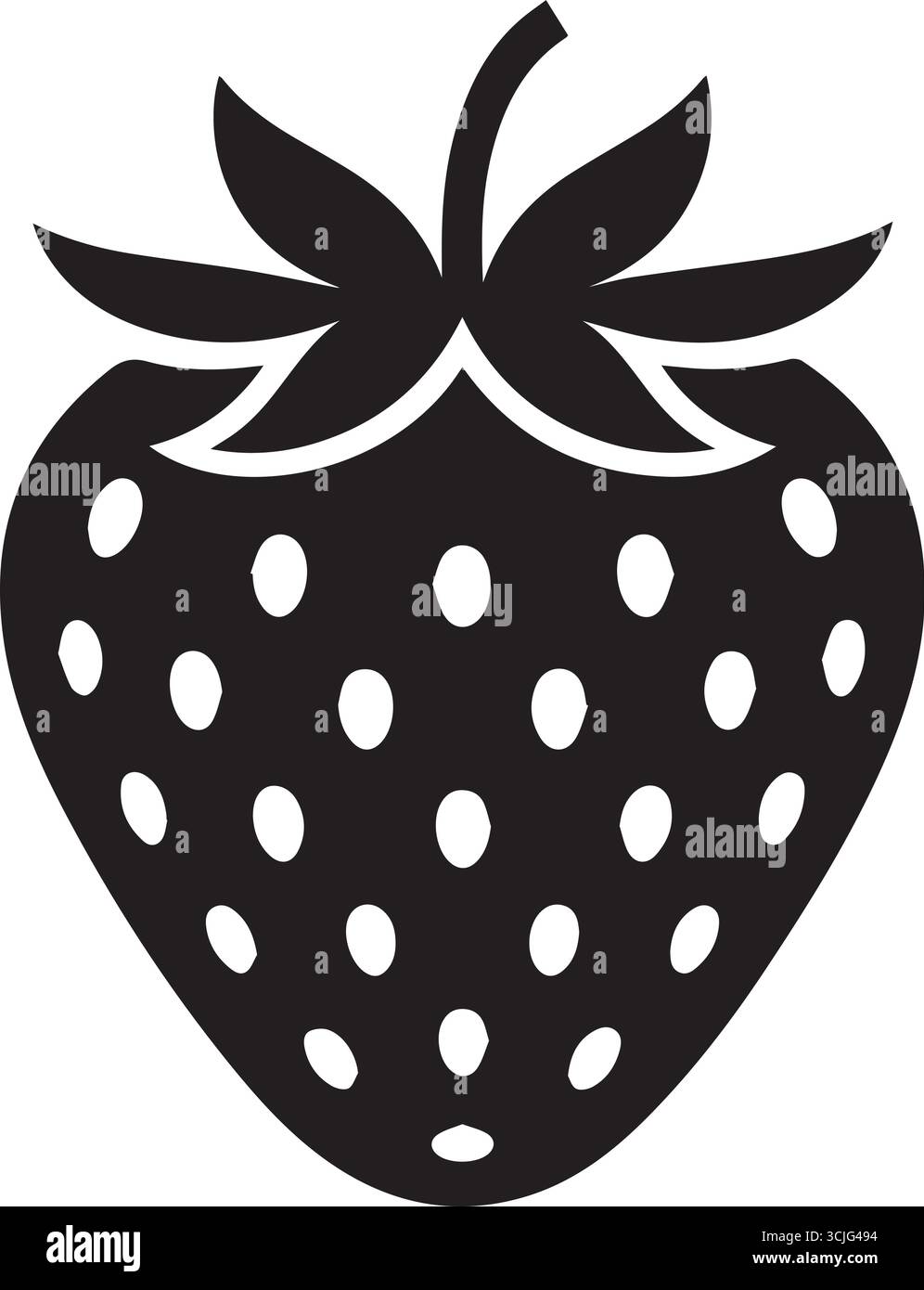 Black Strawberry Silhouette Illustration – Clean Flat Vector Fruit ...