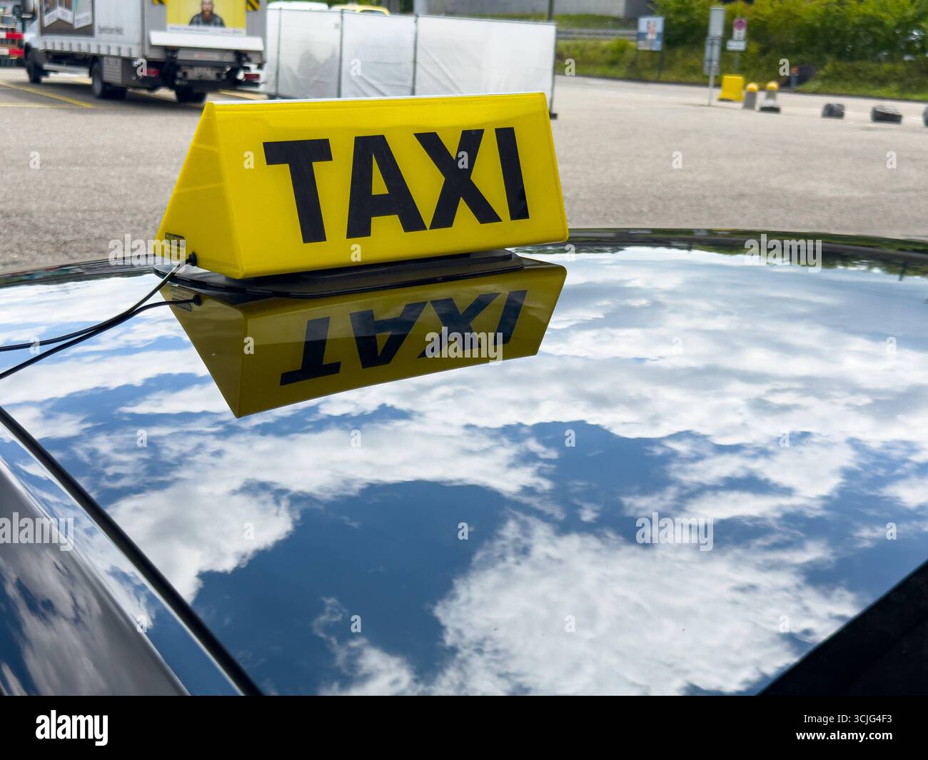 Tesla Super Charger power station at a highway rest stop petrol station ...