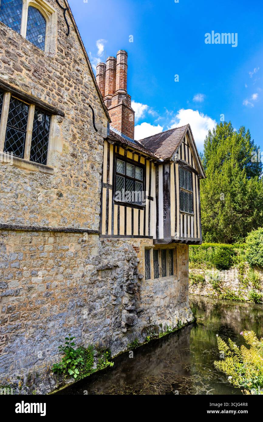 Exterior of medieval moated manor house Ightham Mote, Ightham, Kent ...