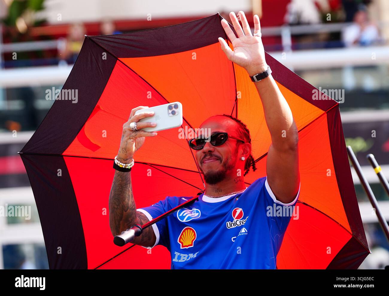 Ferrari's Lewis Hamilton ahead of the Italian Grand Prix at Monza ...