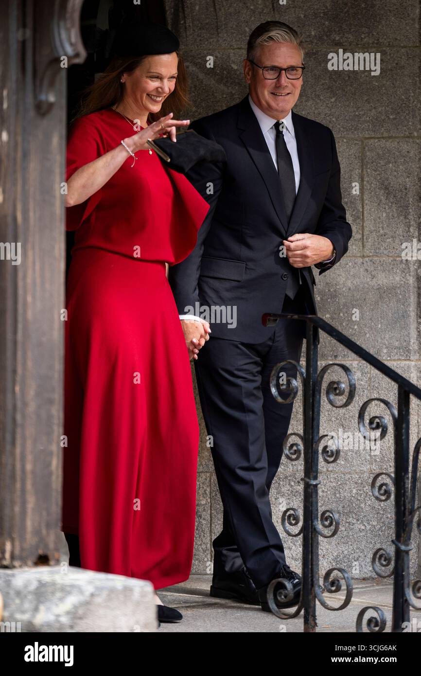 Prime Minister Sir Keir Starmer and wife, Lady Victoria Starmer, leave ...