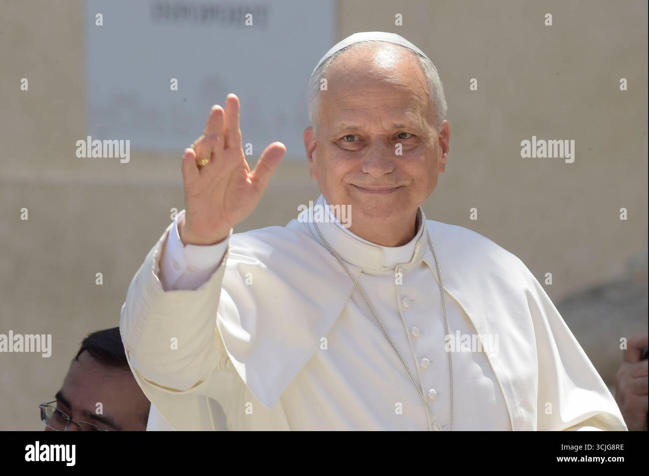 Pope Leo XIV during the canonization of Carlo Acutis, in St. Peter's ...