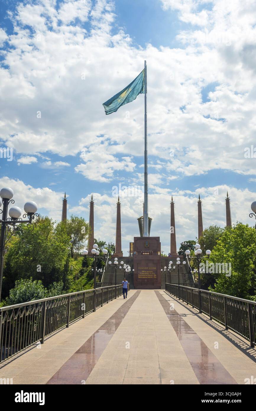 View over Shymkent independence park monument statue, Kazakhstan Stock ...