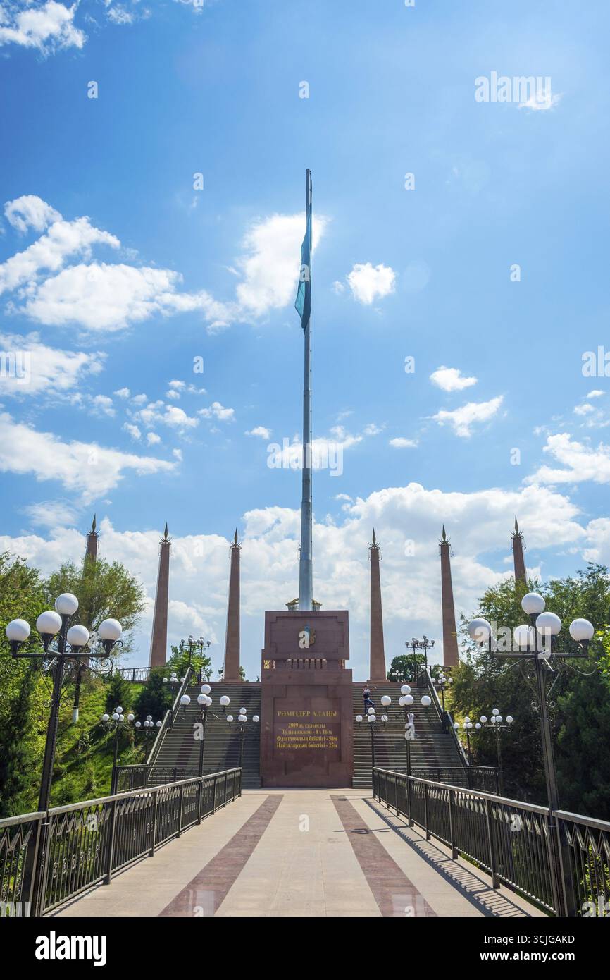 View over Shymkent independence park monument statue, Kazakhstan Stock ...
