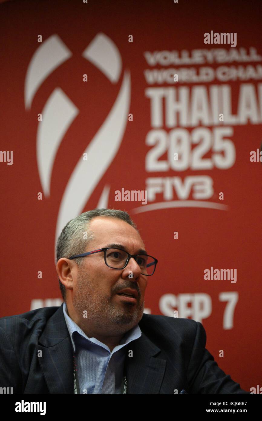 (250907) -- BANGKOK, Sept. 7, 2025 (Xinhua) -- FIVB President Fabio ...