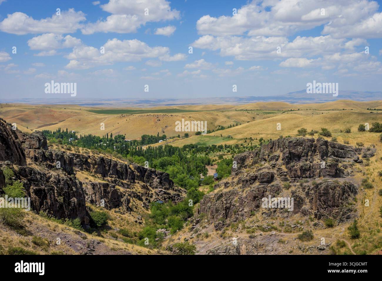 Turbat canyon and steppe grasslands behind, Kazakhstan Stock Photo - Alamy