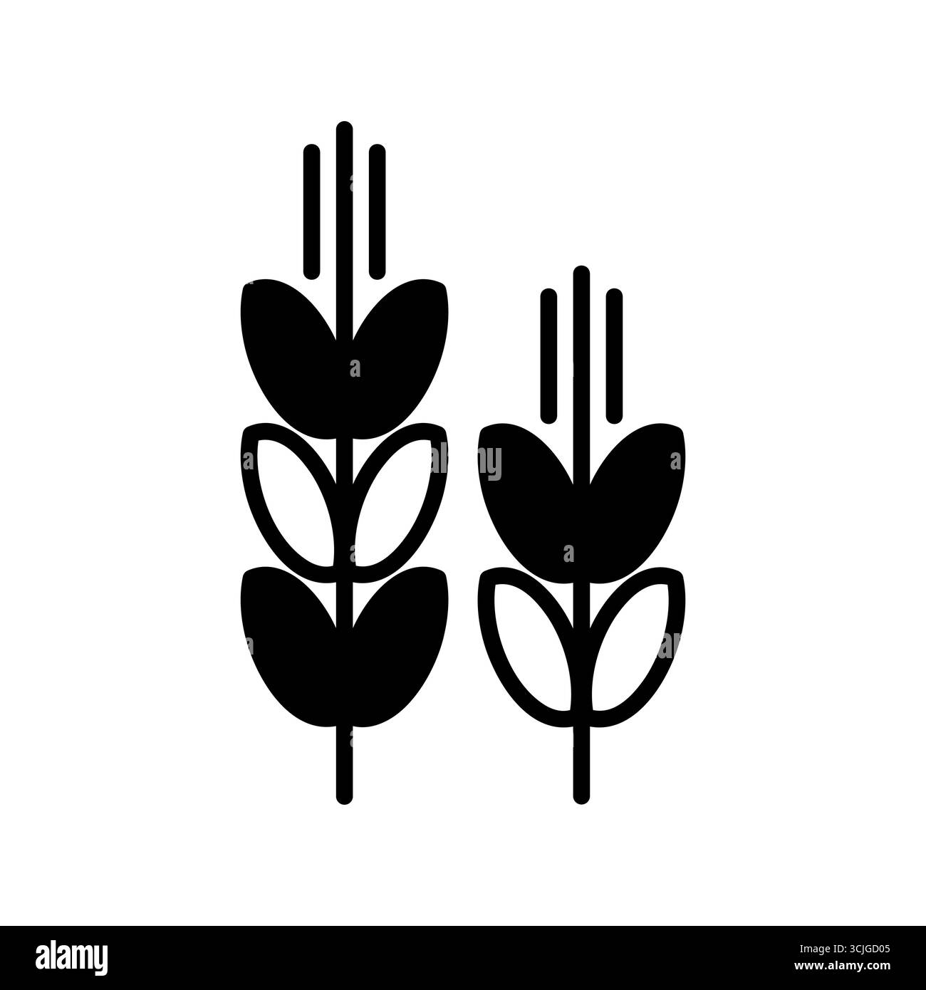 A black glyph icon of two stylized wheat ears. This symbol represents ...
