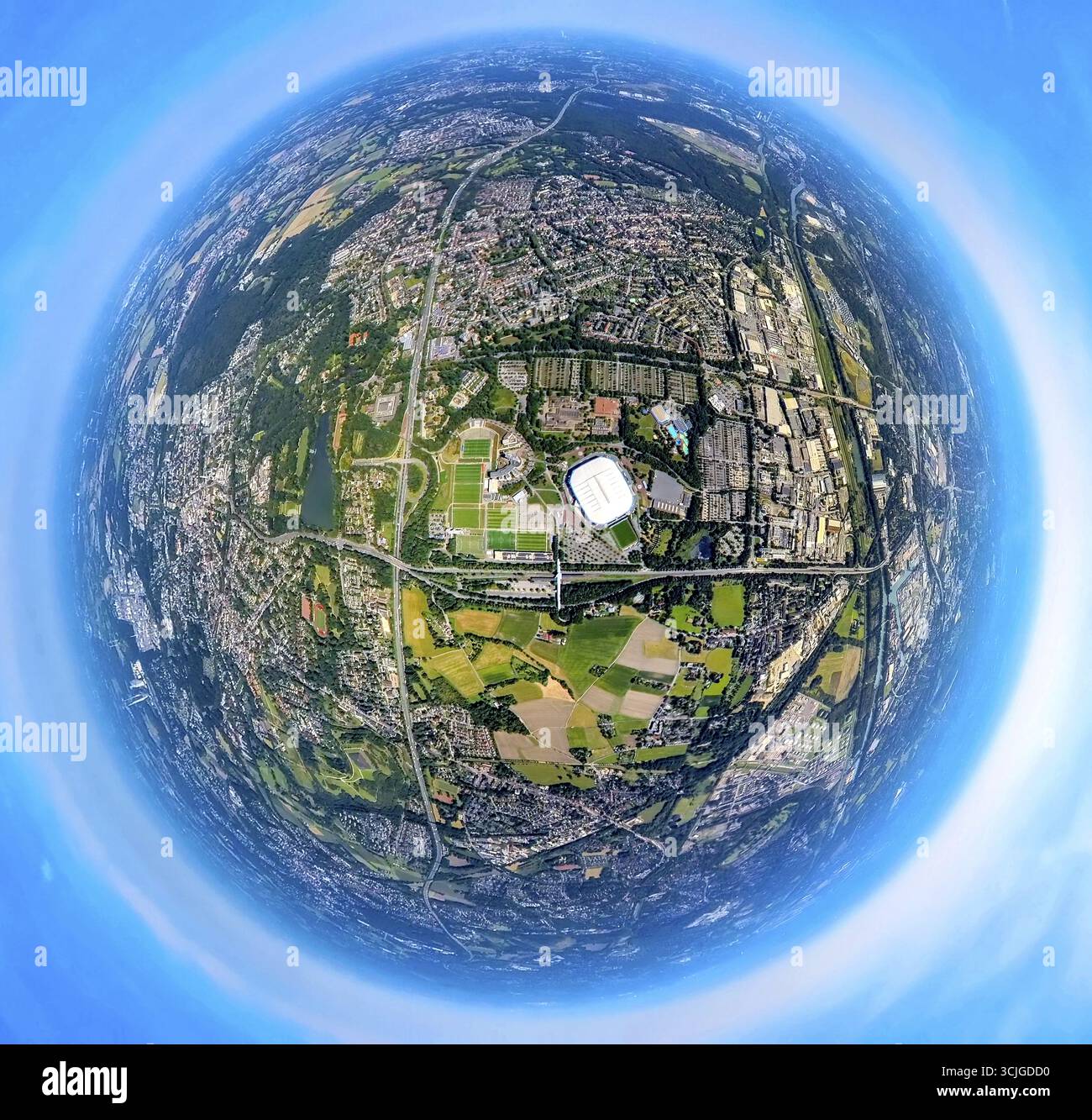 Aerial view, Berger Feld, football stadium Veltins-Arena Bundesliga ...