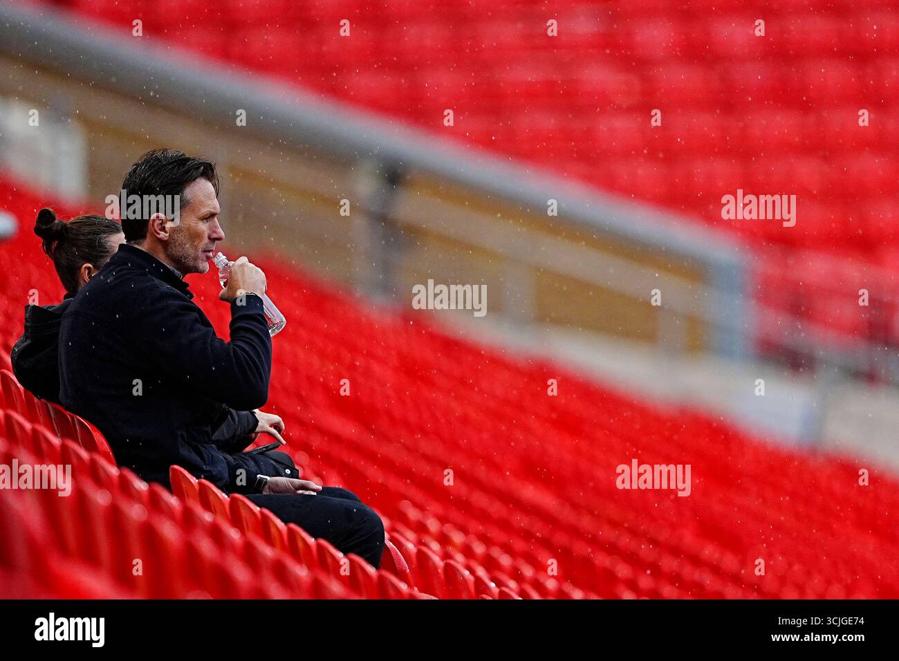 Liverpool manager Gareth Taylor watches from the stands during the ...