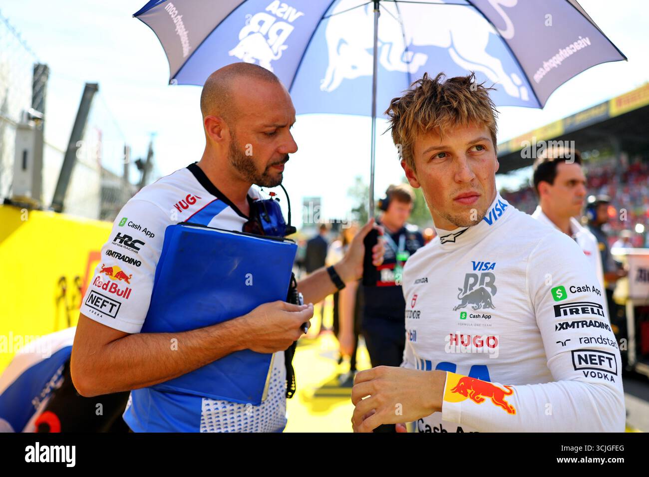 Liam Lawson (NZL) Racing Bulls on the grid. 07.09.2025. Formula 1 World Championship, Rd 16 ...